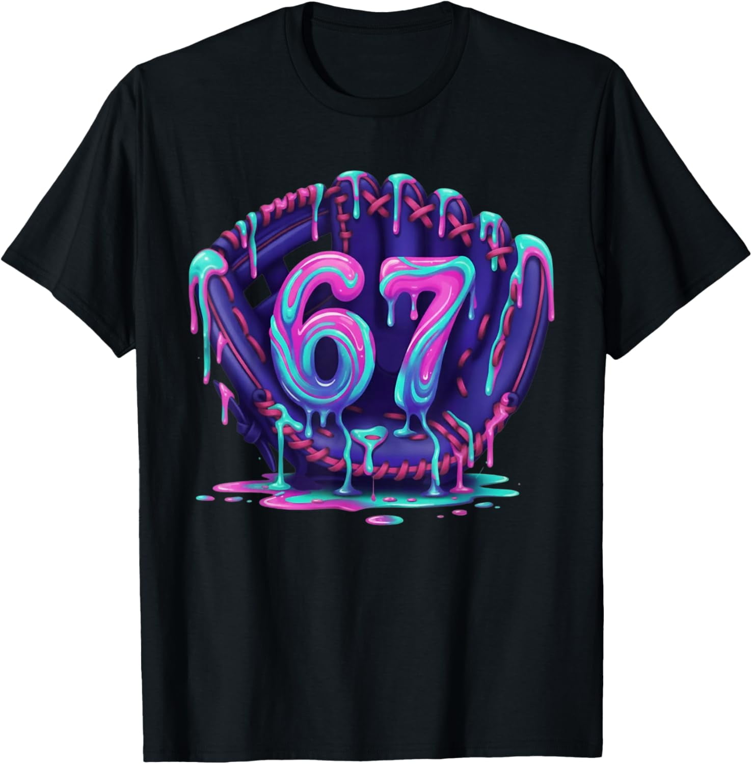Baseball Ice Cream Drip Number 67 Player 67th Birthday Adult T-shirt ...
