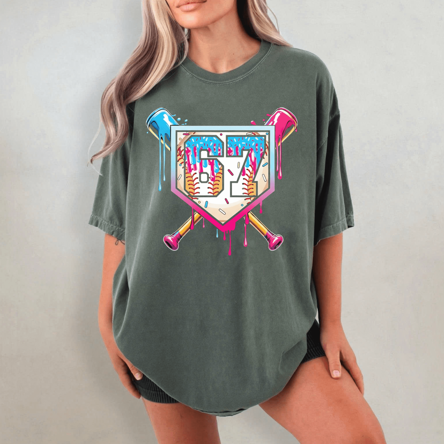 Baseball Ice Cream Drip Number 67 Player 67th Birthday Comfort Color ...