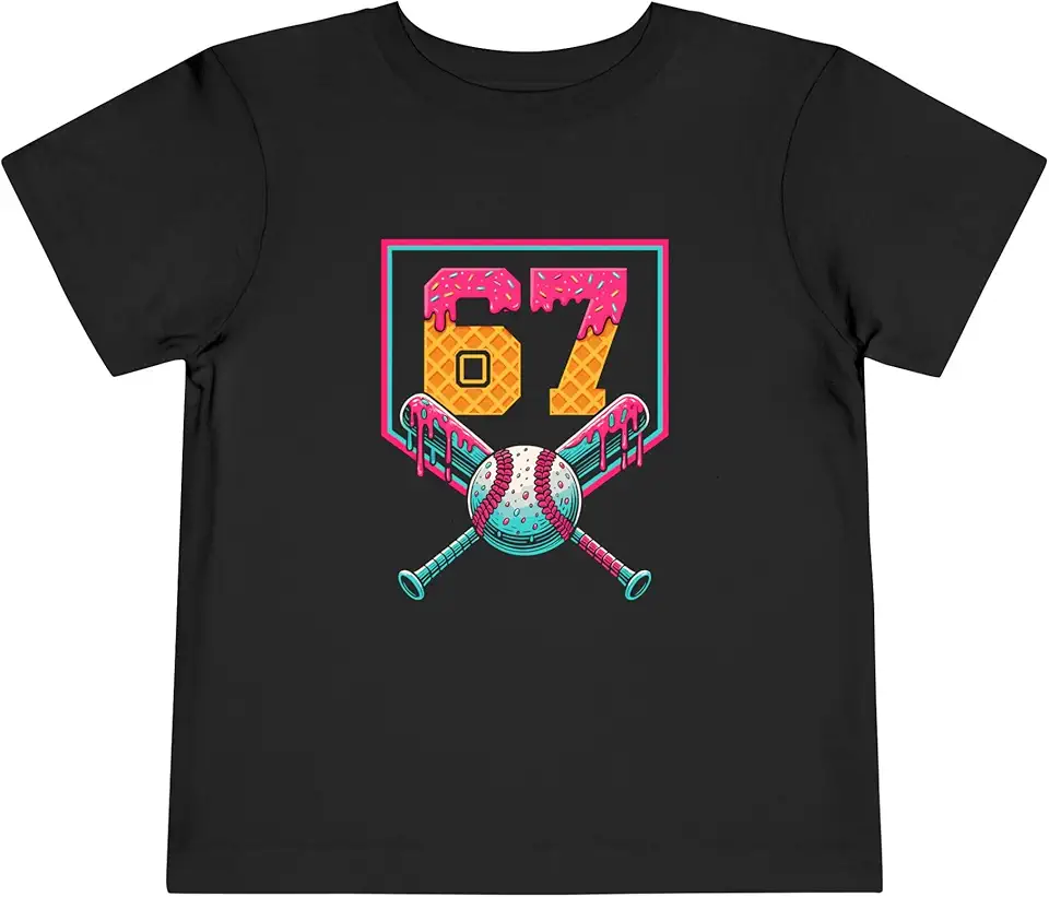 Baseball Ice Cream Drip Number 67 Player 67th Birthday Gen Alpha Kids ...