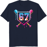Baseball Ice Cream Drip Number 67 Player 67th Birthday T-Shirt ,Full ...