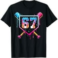 Baseball Ice Cream Drip Number 67 Player 67th Birthday T-Shirt Tops Tee ...