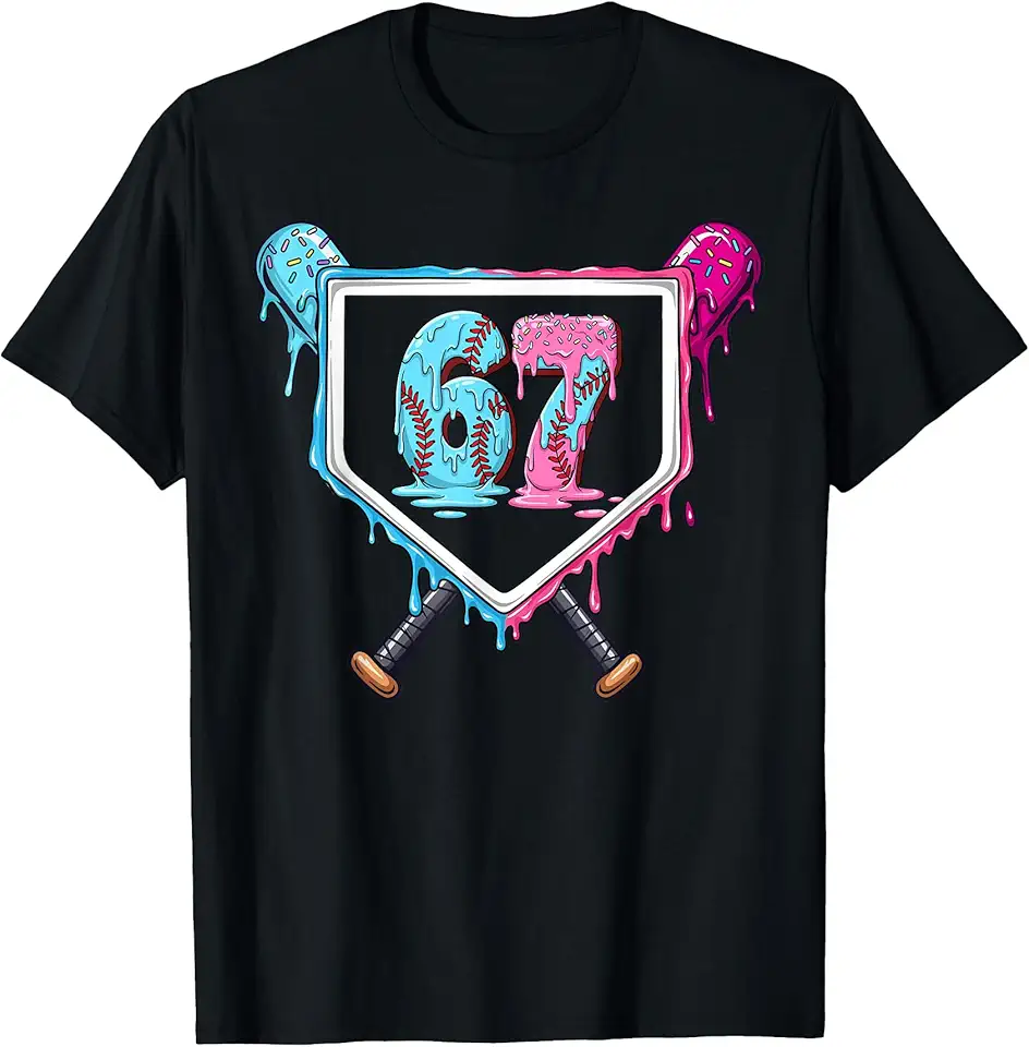 Baseball Ice Cream Drip Number 67 Player 67th Birthday T-Shirt ...