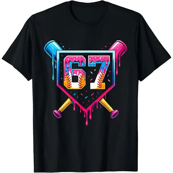 Baseball Ice Cream Drip Number 67 Six Seven Meme Christmas T-Shirt ...