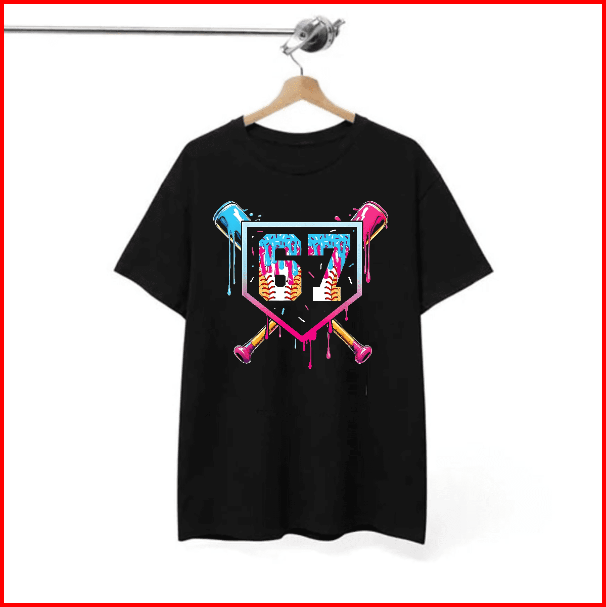 Baseball Ice Cream Drip Number 67 Youth Sports League Player Graphic ...