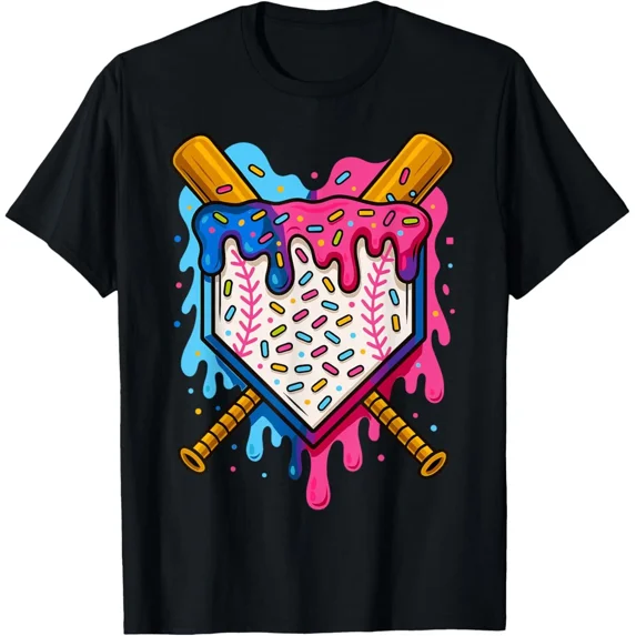 Baseball Ice Cream Drip Sport Athlete Player Art Graphic Tee Shirt,for ...