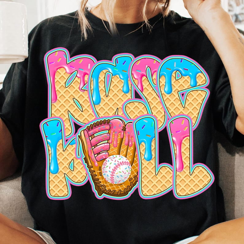 Baseball Ice Cream Drip T-Shirt, Baseball Mama Drip Shirt, Game Day ...