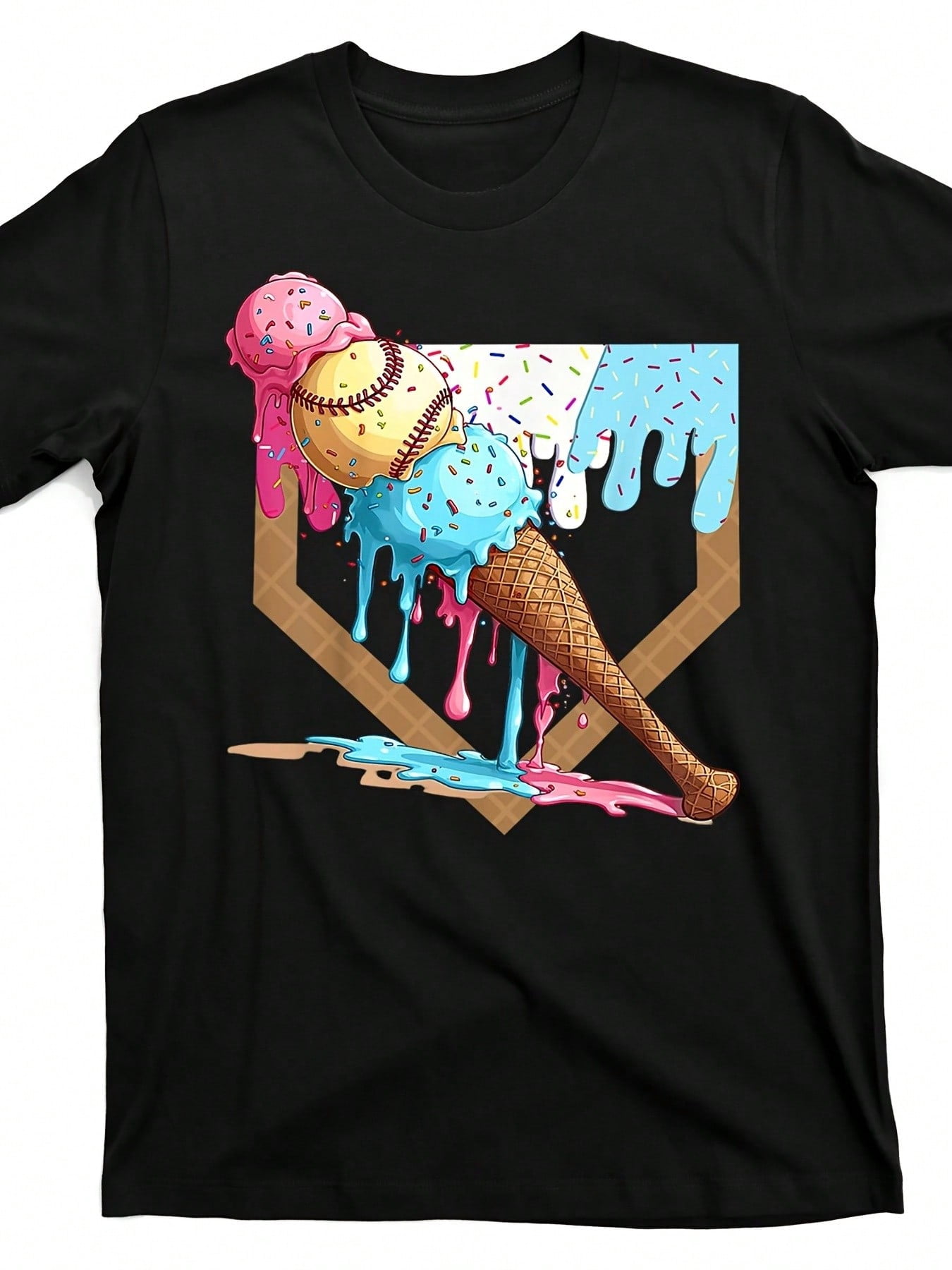 Baseball Ice Cream Dripping Baseball Home Plate Drip Design Street ...