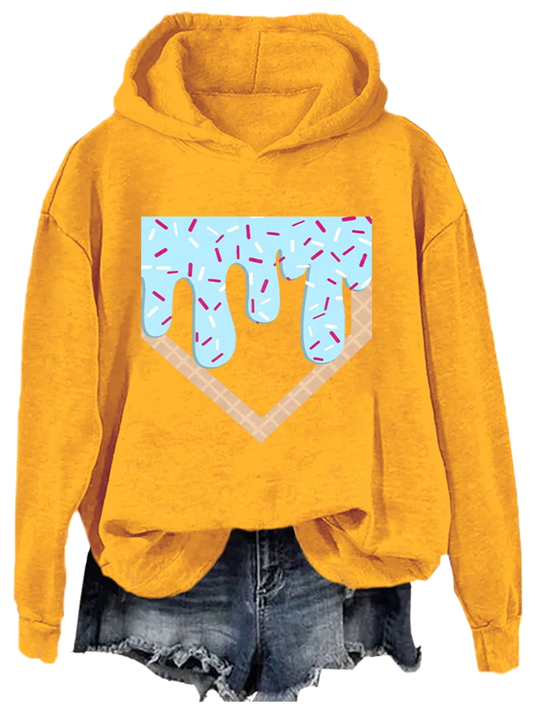 Baseball Ice Cream Dripping Baseball Home Plate Drip Hoodie, Baseball ...