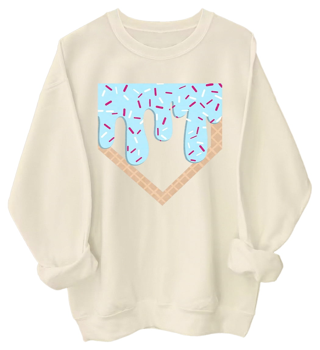 Baseball Ice Cream Dripping Baseball Home Plate Drip Sweatshirt ...