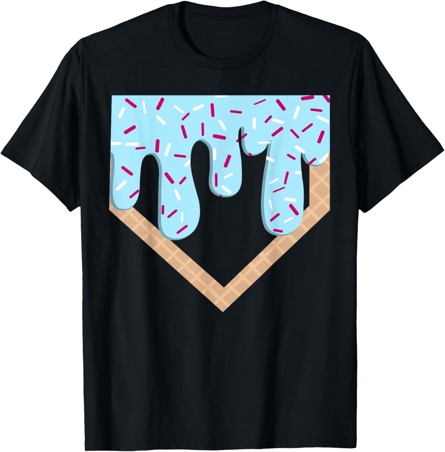Baseball Ice Cream Dripping Baseball Home Plate Drip T-Shirt All Size S ...
