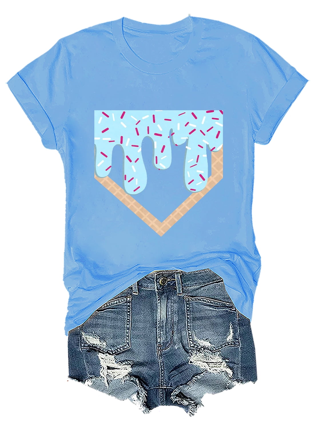 Baseball Ice Cream Dripping Baseball Home Plate Drip T-Shirt, Baseball ...