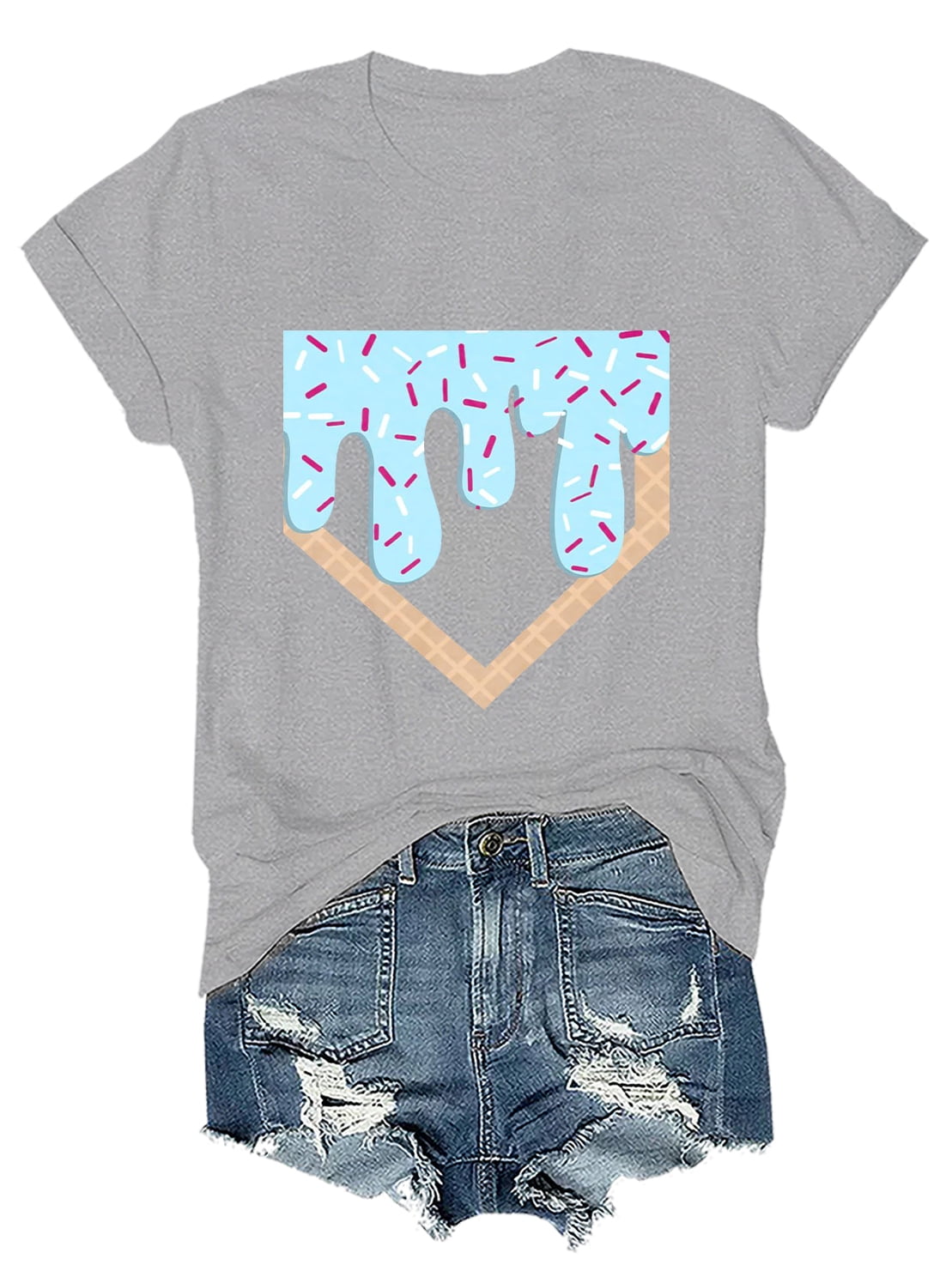 Baseball Ice Cream Dripping Baseball Home Plate Drip T-Shirt, Baseball ...