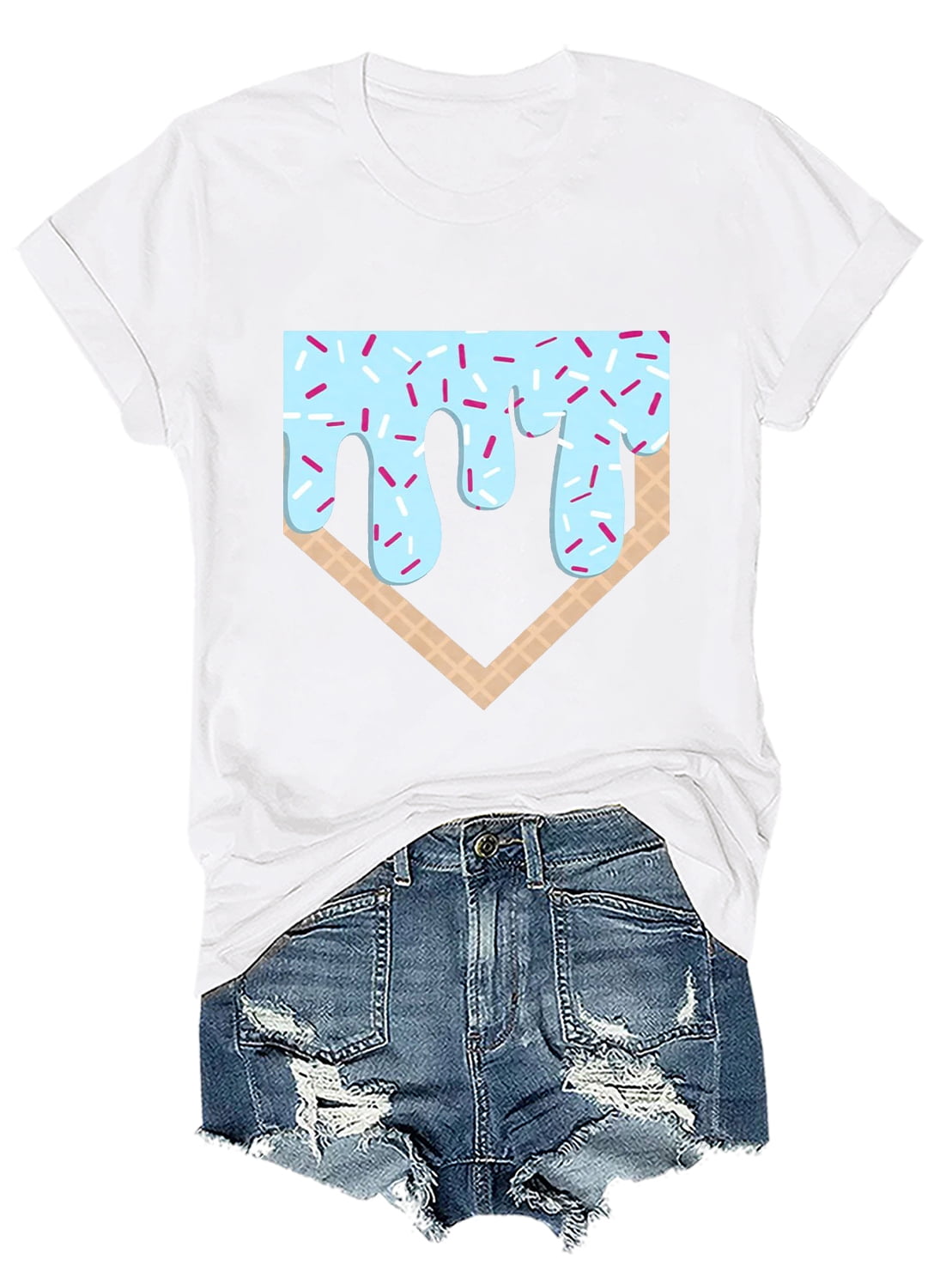 Baseball Ice Cream Dripping Baseball Home Plate Drip T-Shirt, Baseball ...