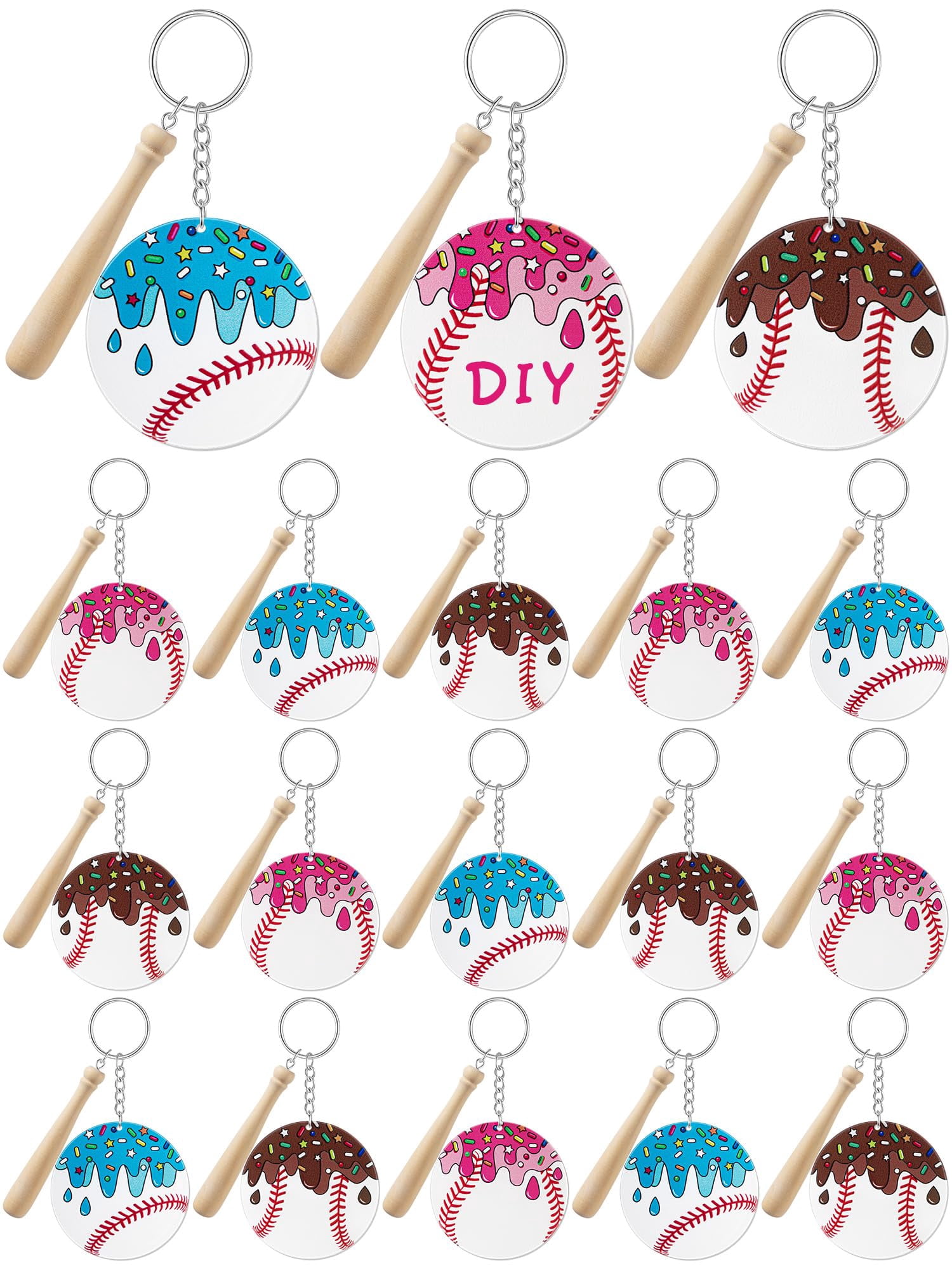 Baseball Ice Cream Dripping Keychain Set - Walmart.com