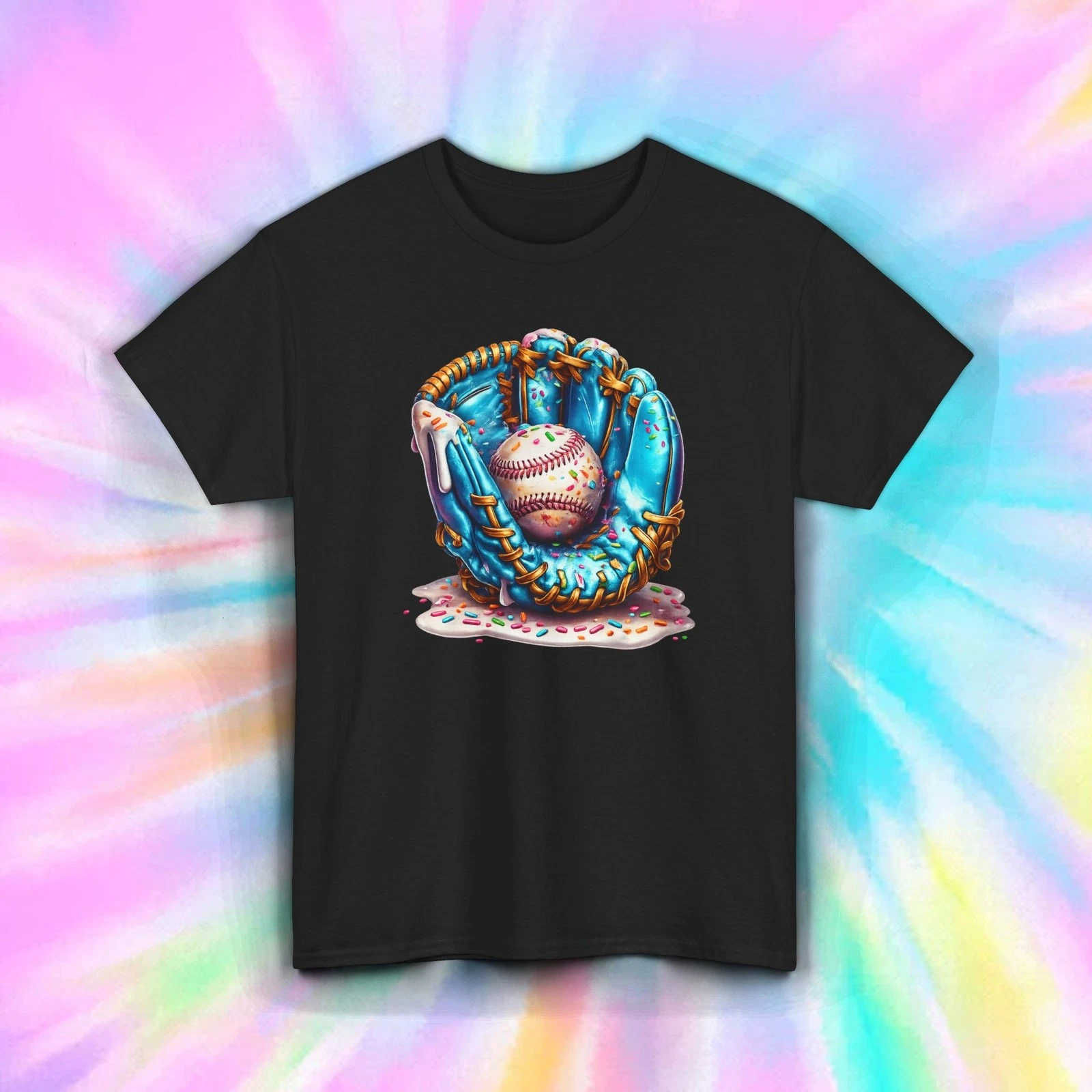 Baseball Ice Cream Glove Funny Sweet Sports Graphic Unisex T-Shirt Size ...