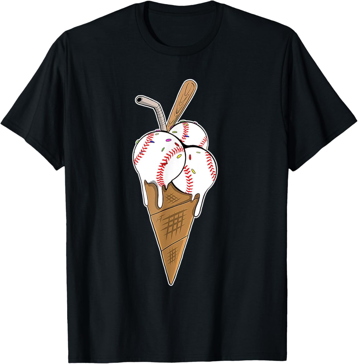 Baseball Ice Cream Shirt Sports Lover Ice Cream Cone T-Shirt - Walmart.com
