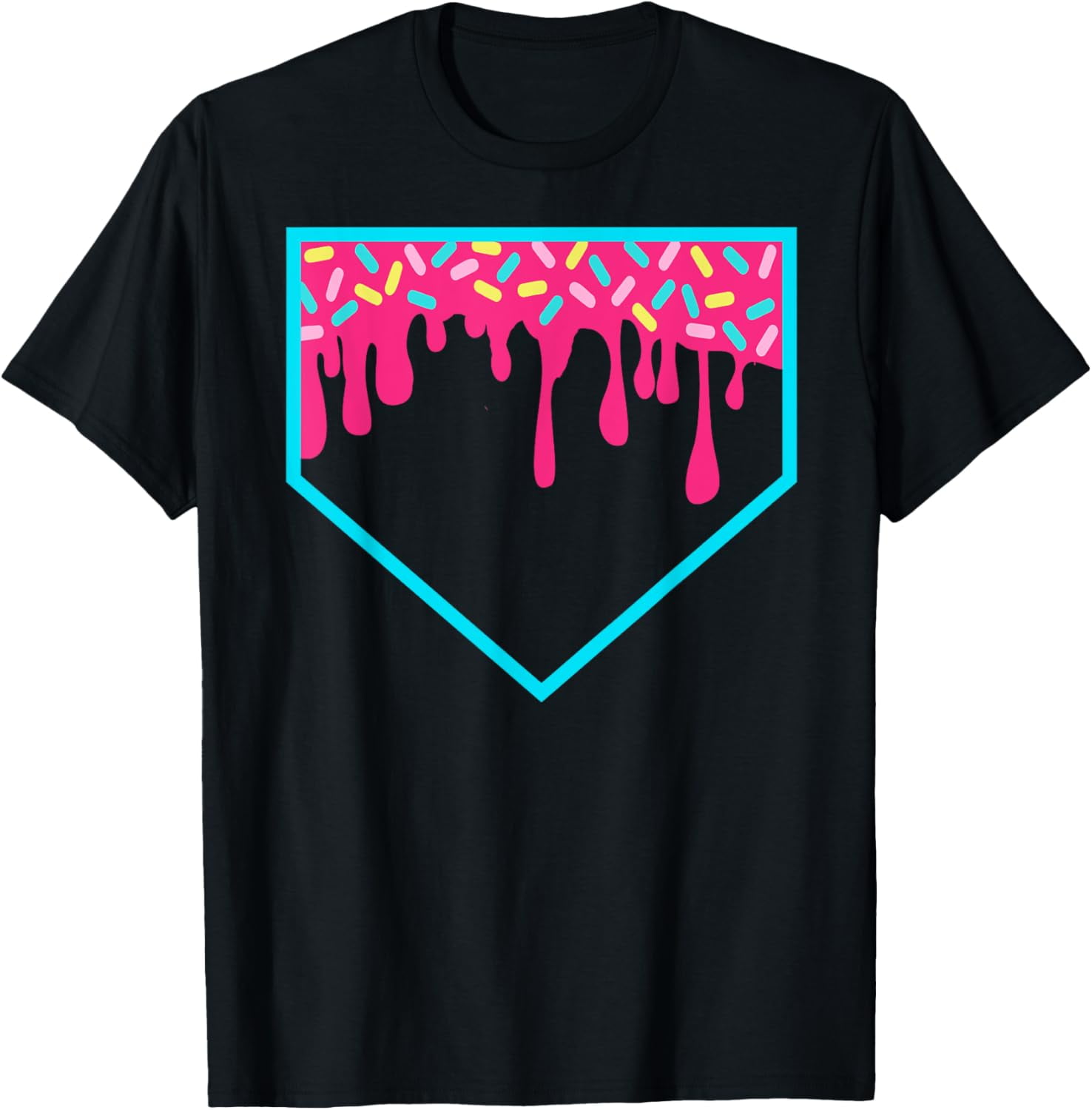 Baseball Ice Cream dripping Baseball Home Plate Drip T-Shirt - Walmart.com