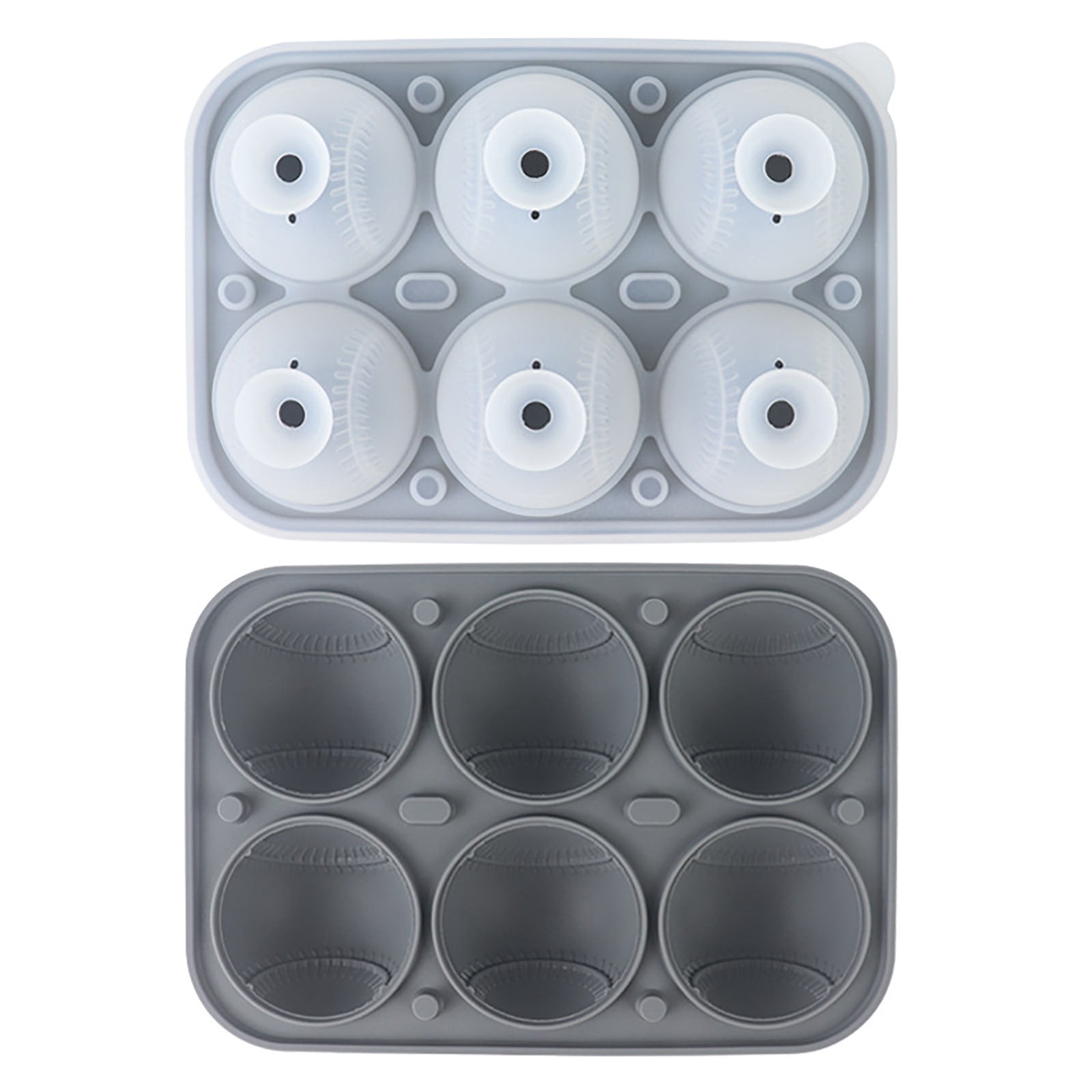 Baseball Ice Cube Mold withLid Silicone, 3D Spherical Ice Tray Slow ...