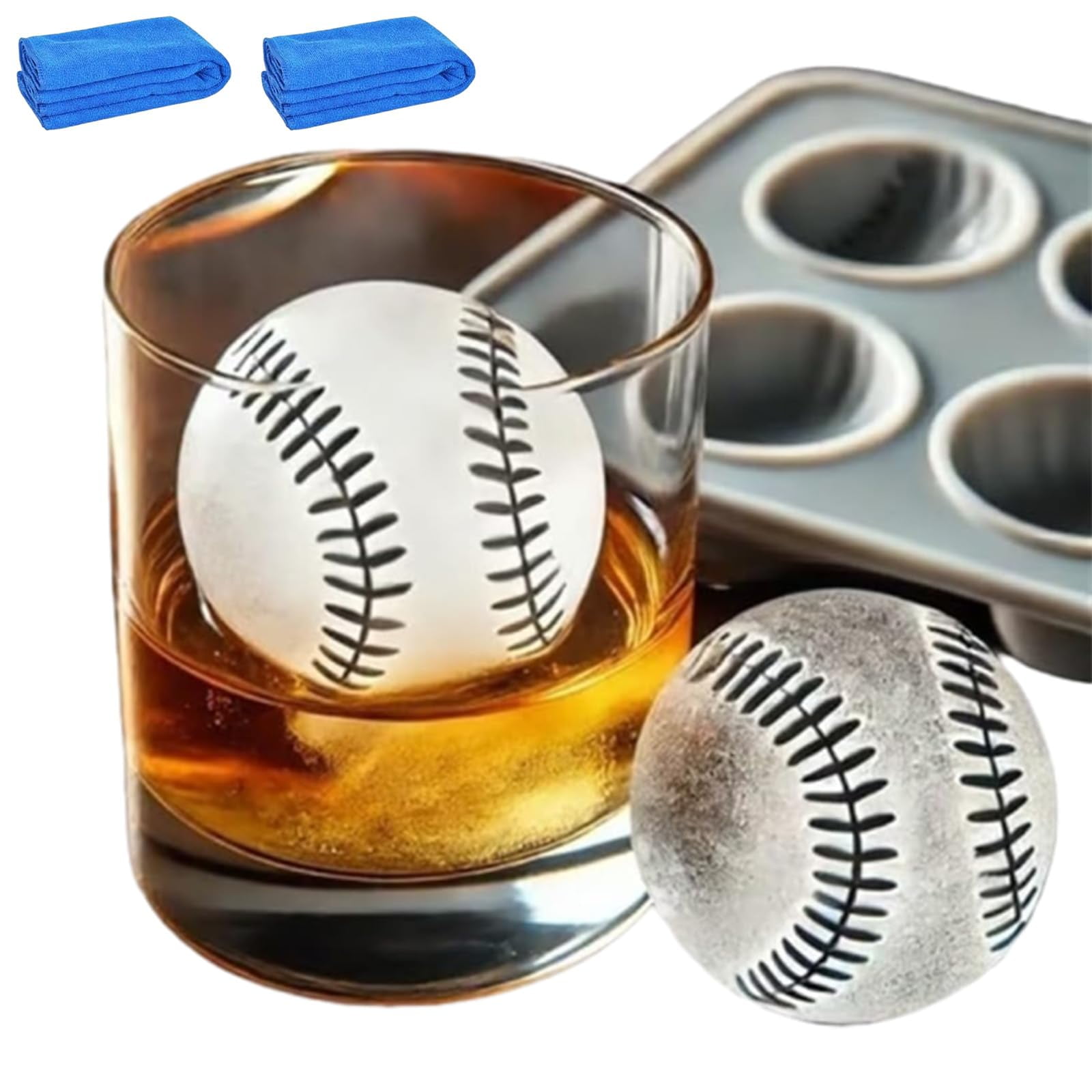 Baseball Ice Mold, Ice Baseball Maker Silicone Mold, 3D Sphere Whiskey ...