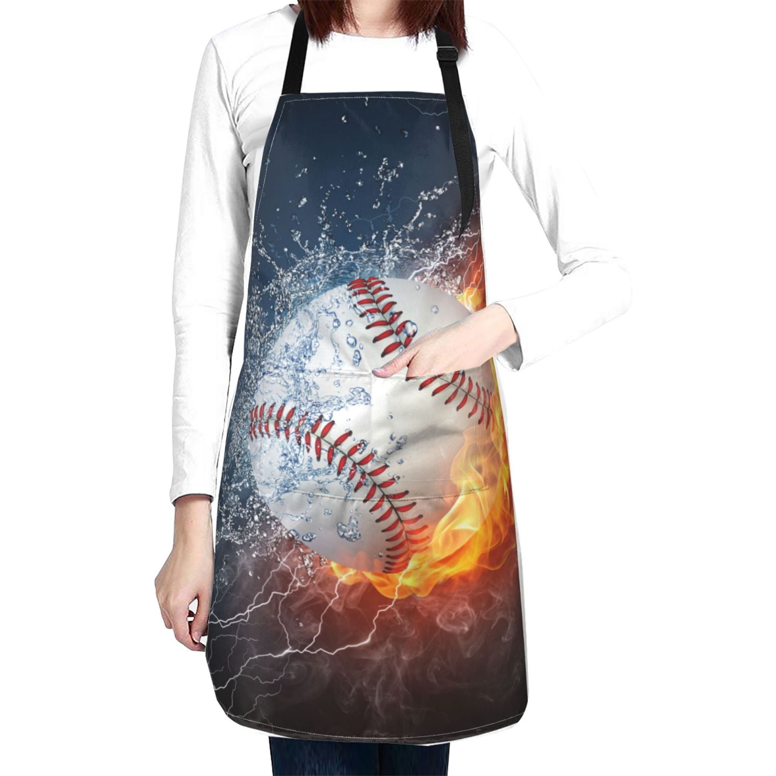 Baseball Ice Splash Waterproof Apron With 2 Pockets, Adjustable Oxford ...