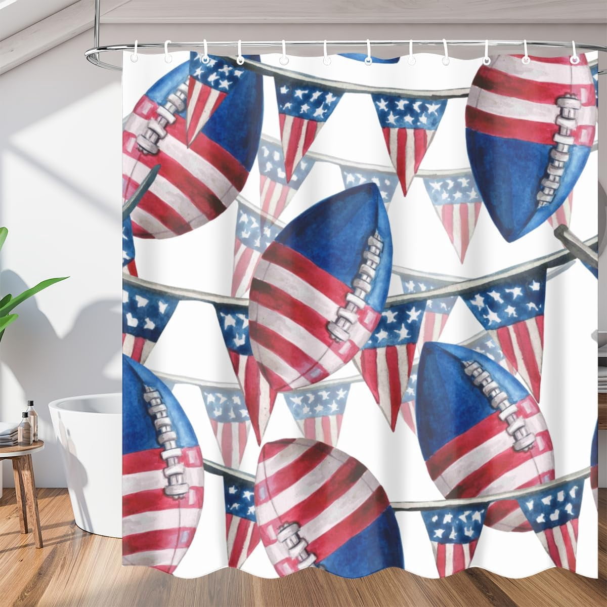 Baseball Independence Day Shower Curtain 72 Inches Long Bath Curtians ...
