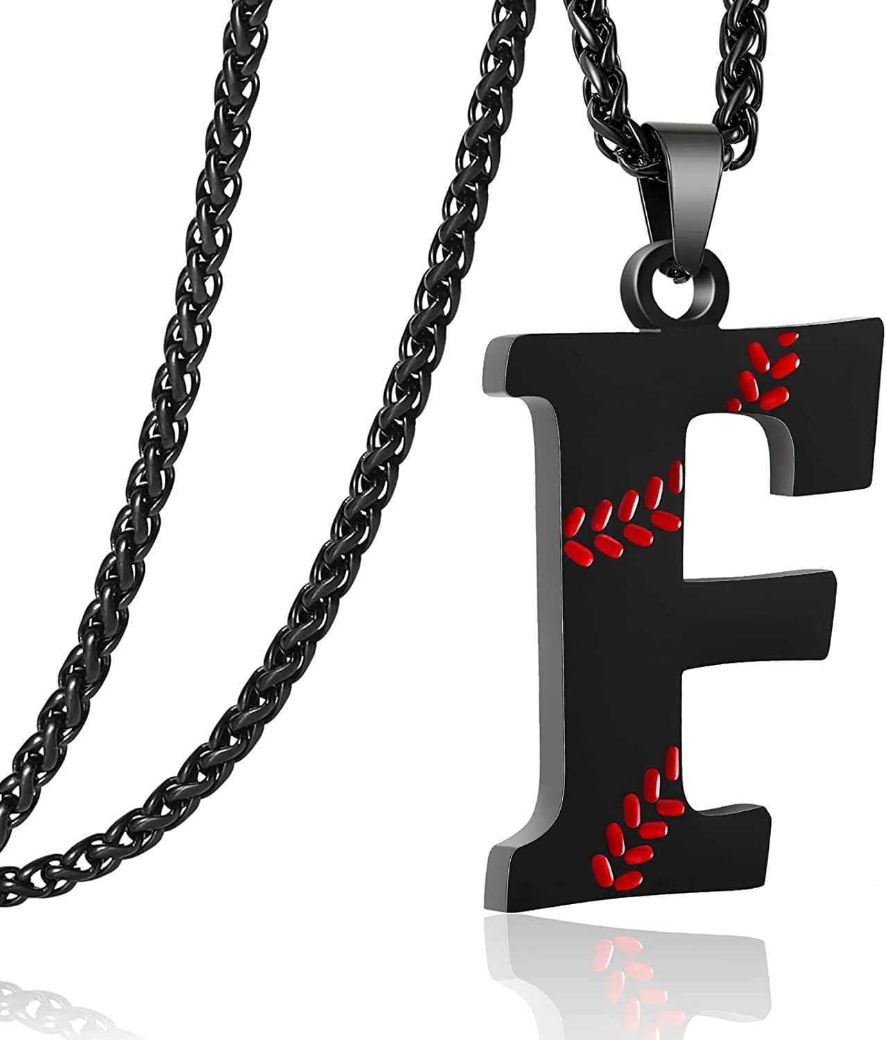 Baseball Initial Necklace for Men Stainless Steel Baseball Letter ...