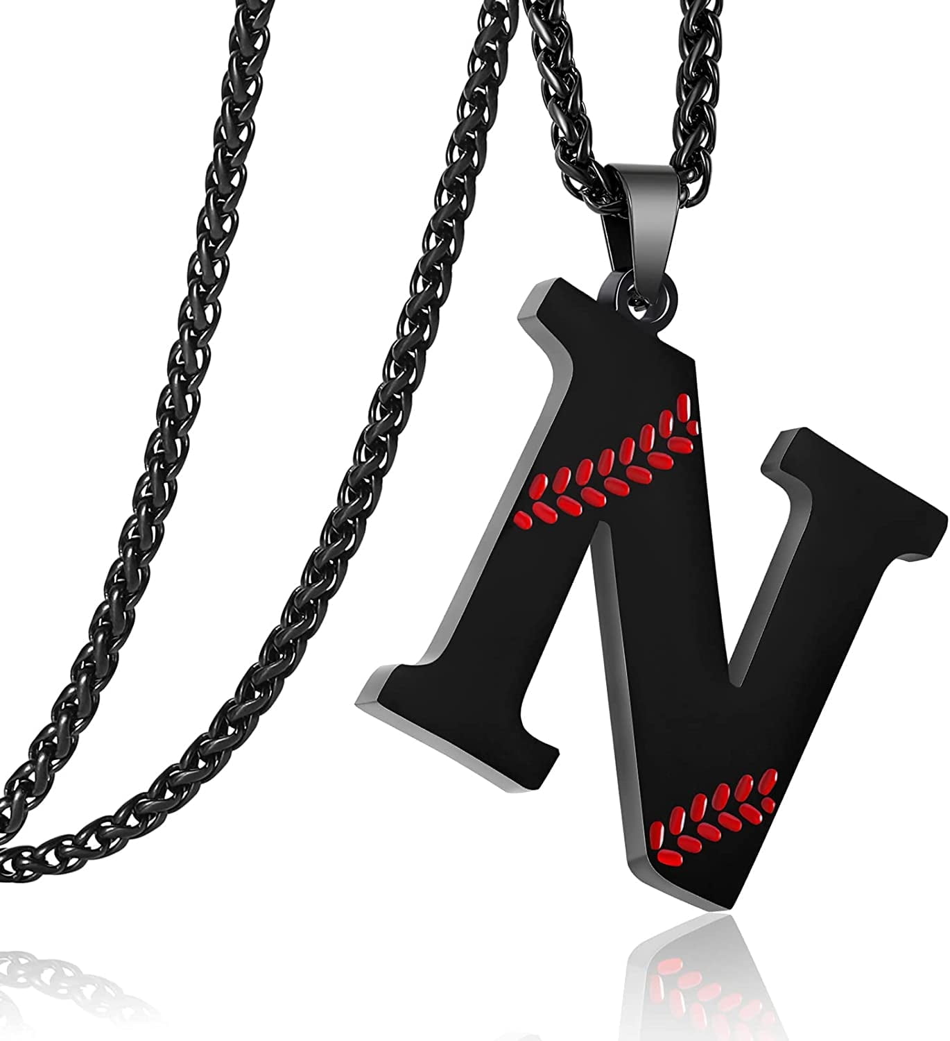 Baseball Initial Necklace for Men Stainless Steel Baseball Letter ...