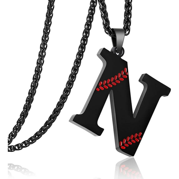 Baseball Initial Necklace for Men Stainless Steel Baseball Letter ...