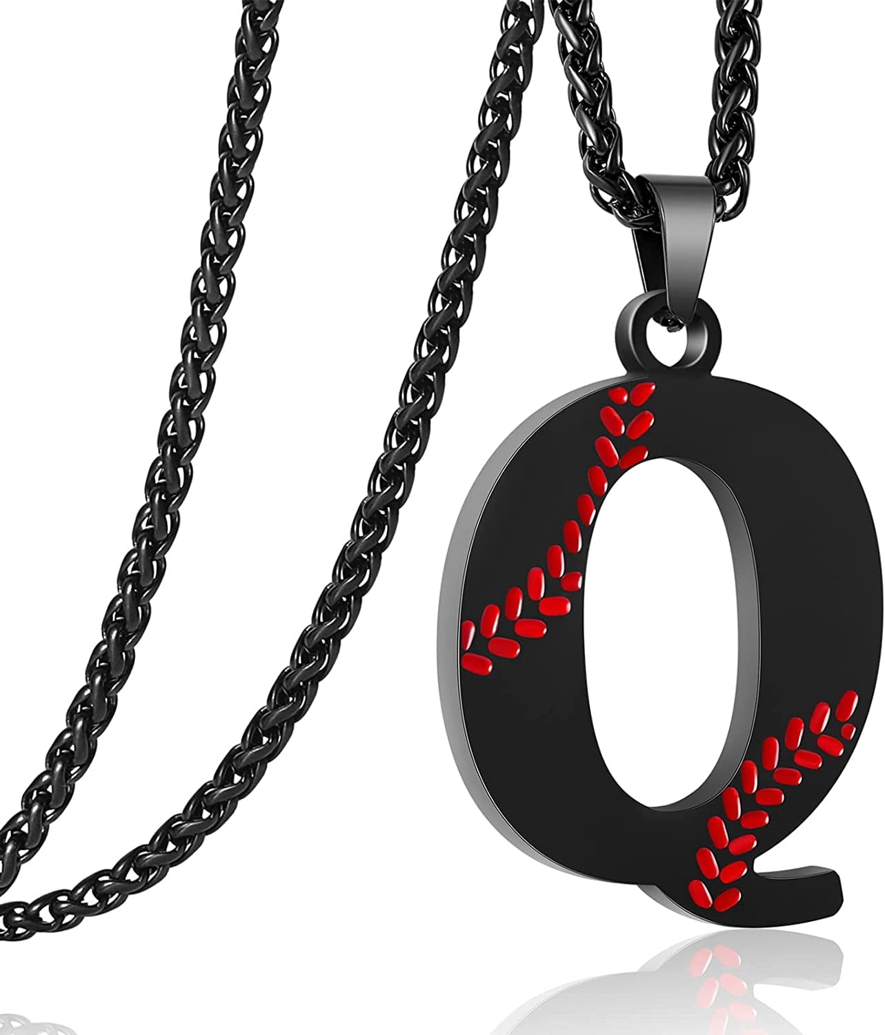Baseball Initial Necklace for Men Stainless Steel Baseball Letter ...
