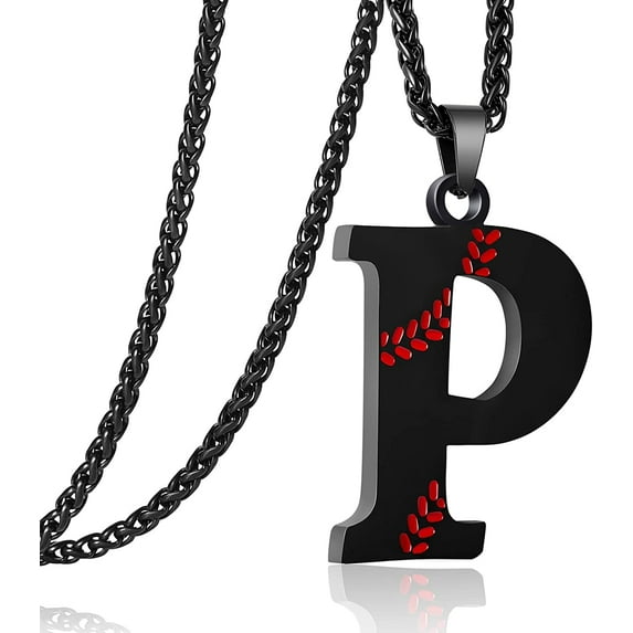 Baseball Initial Necklace for Men Stainless Steel Baseball Letter ...