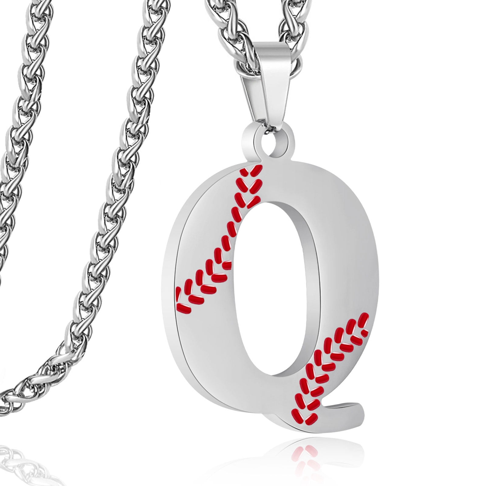 Apsvo Baseball Initial Necklace for Men Stainless Steel Baseball Letter ...