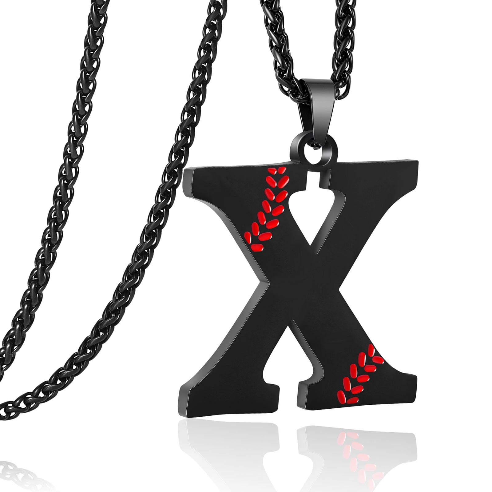 Baseball Initial Necklace for Men Stainless Steel Baseball Letter ...