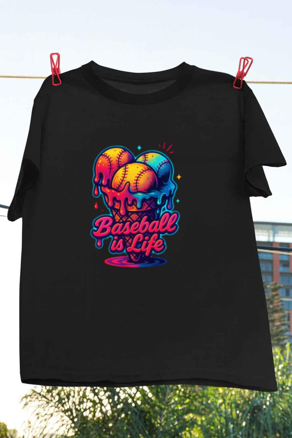 Baseball Is Life Funny Ice Cream Sports Fan Humor Quote Unisex T-Shirt ...
