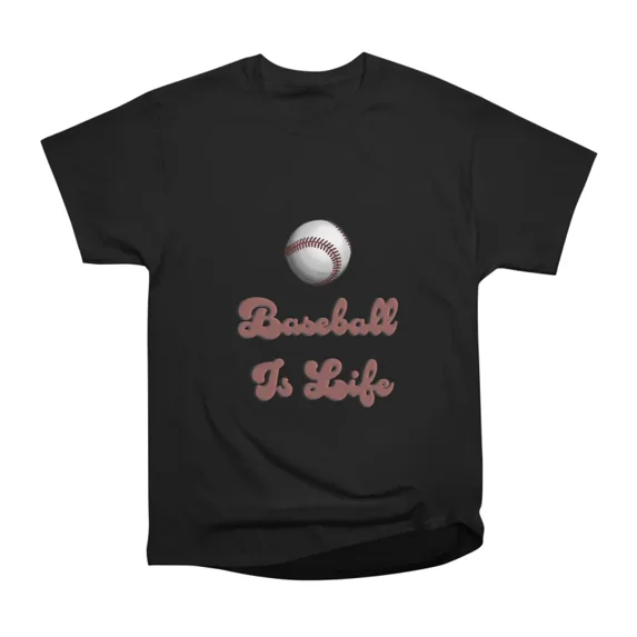 Baseball Is Life Retro Script Athletic Illustration T-Shirt Tee Gift ...