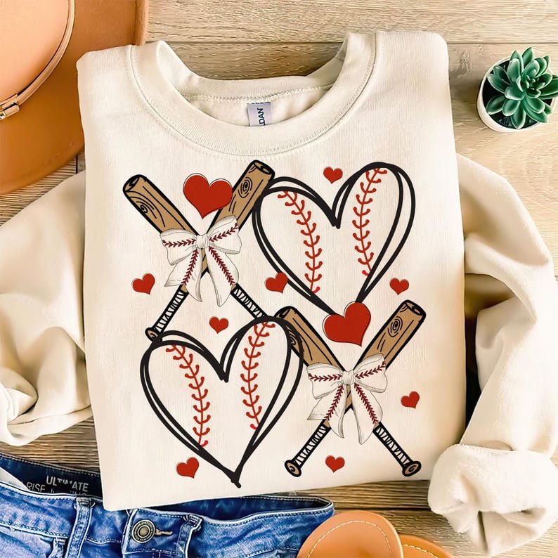 Baseball Is My Valentine Sweatshirt, Retro Baseball Coquette Shirt ...