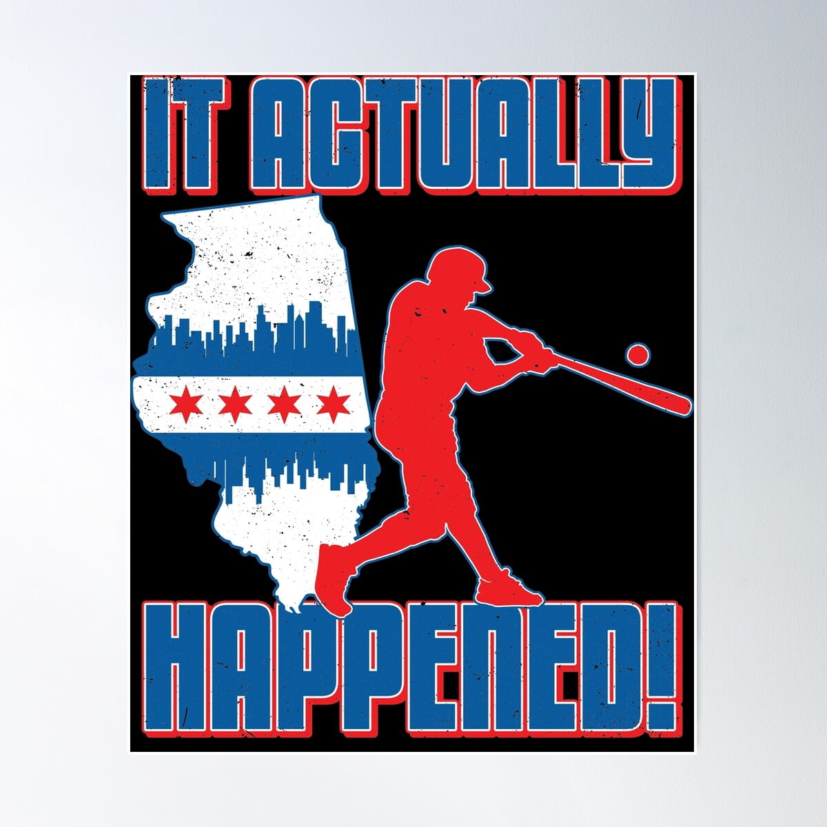 Baseball It Actually Happened Poster Wall Art, Modern Wall Decor For ...