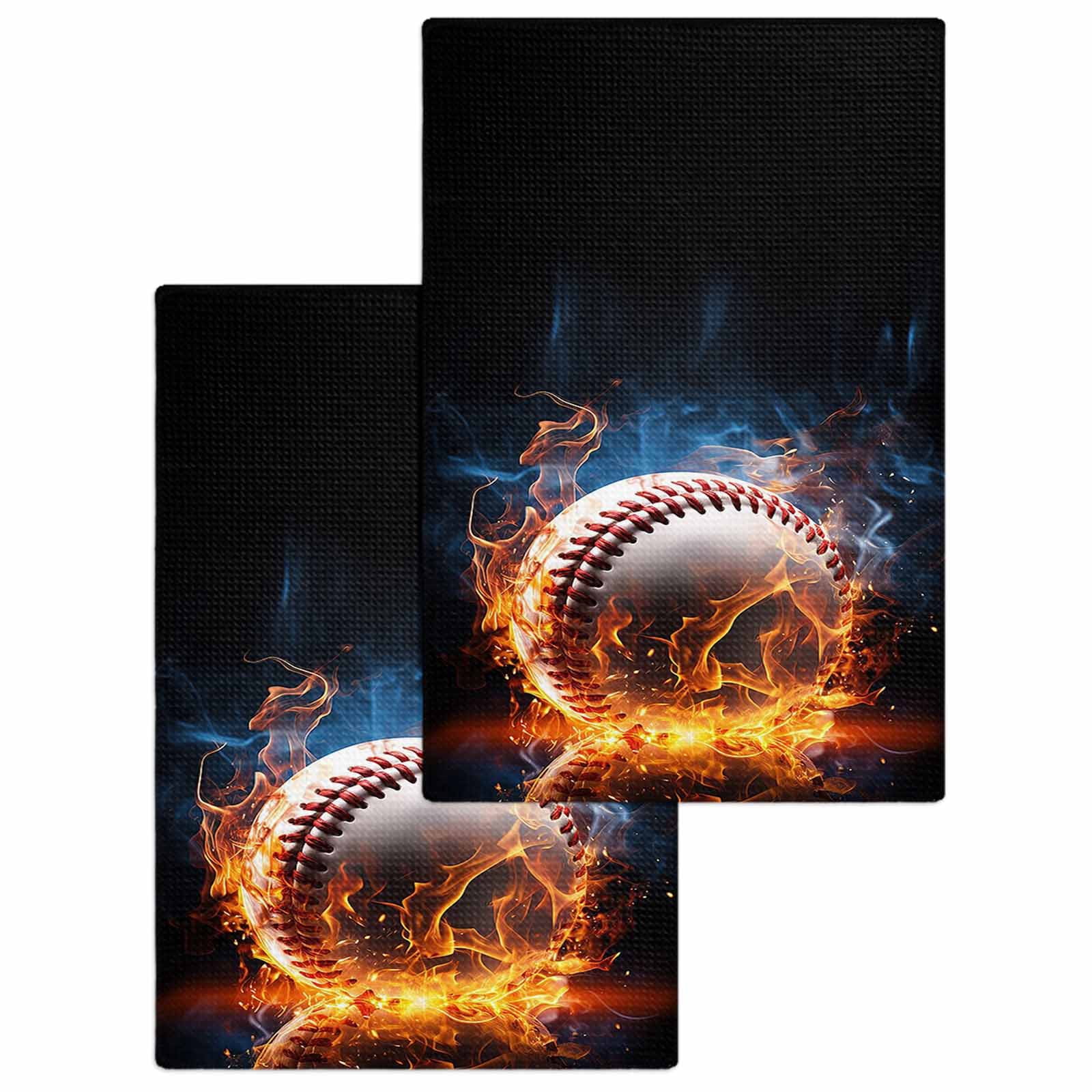 Baseball, Kitchen Dish Towels for Drying Dishes Set of 2, Sports Theme ...