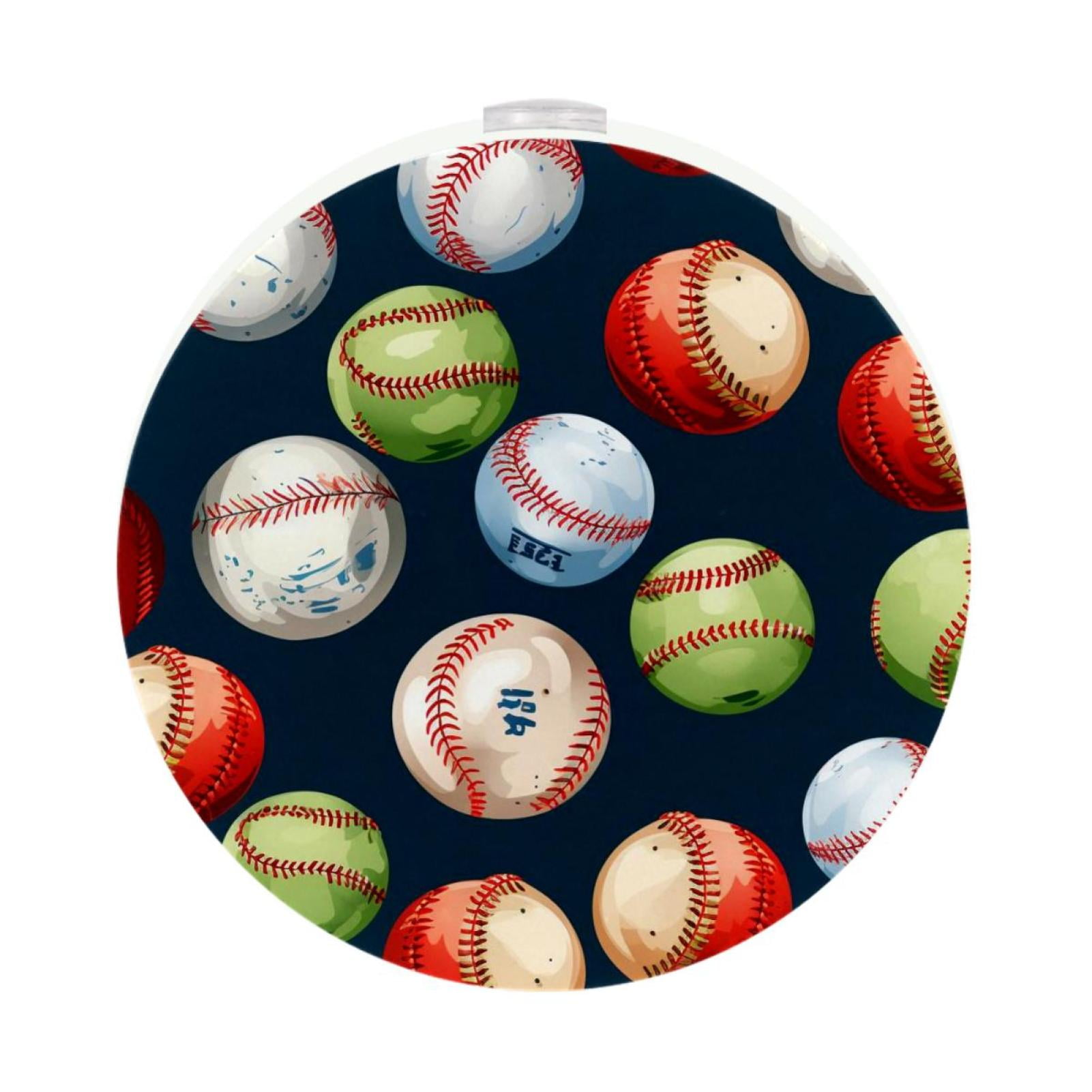 Baseball LED Round Night Light - 2 Pack, Plug-in Motion Sensor Wall ...