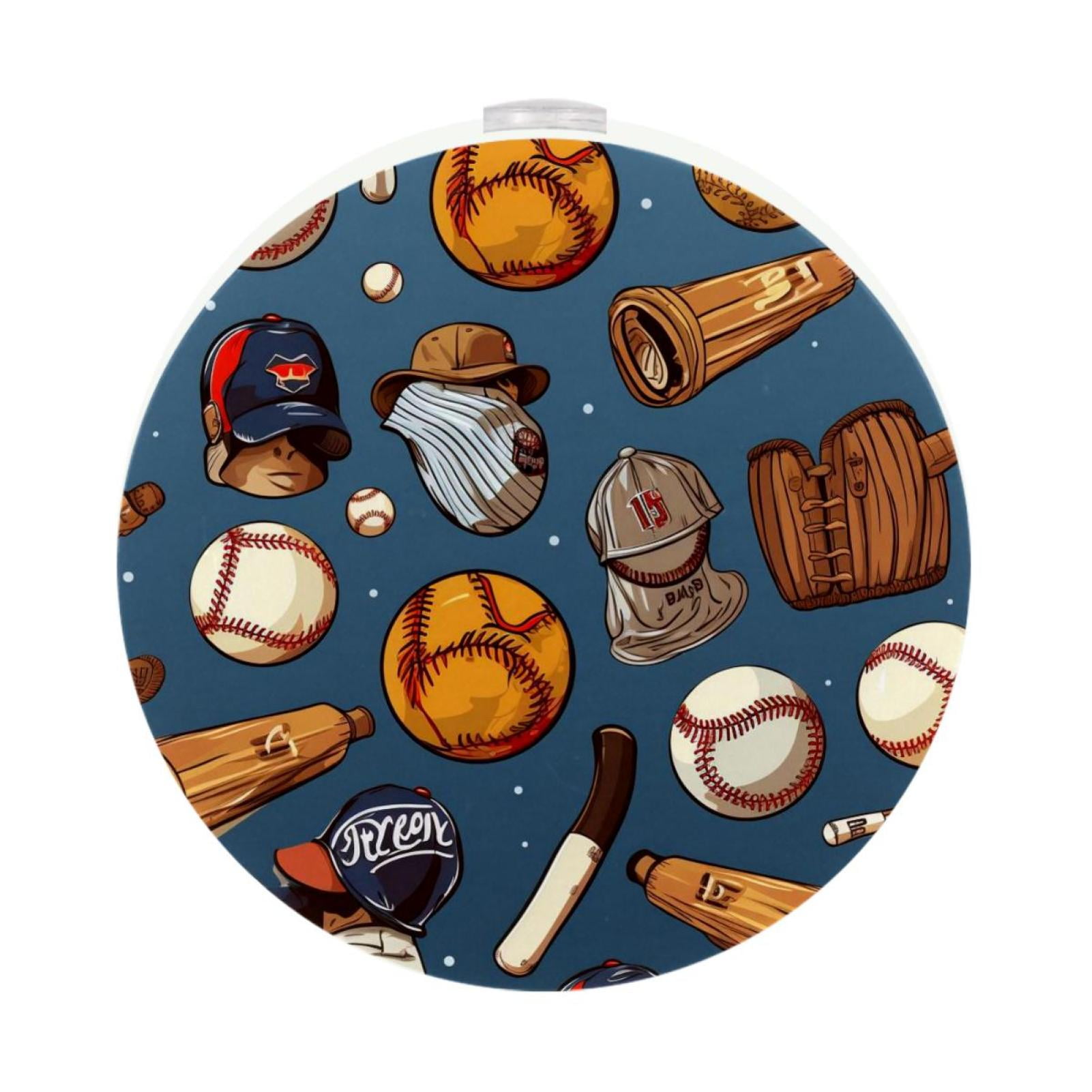 Baseball LED Round Night Light - 2PCS, Soft Glow Decorative Nightlights ...