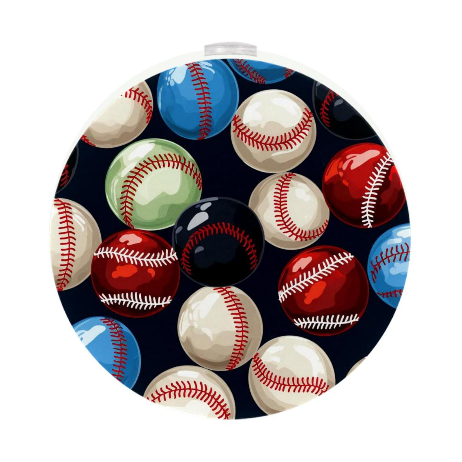 Baseball LED Round Night Light- Set of 2, Portable Rechargeable Mini ...