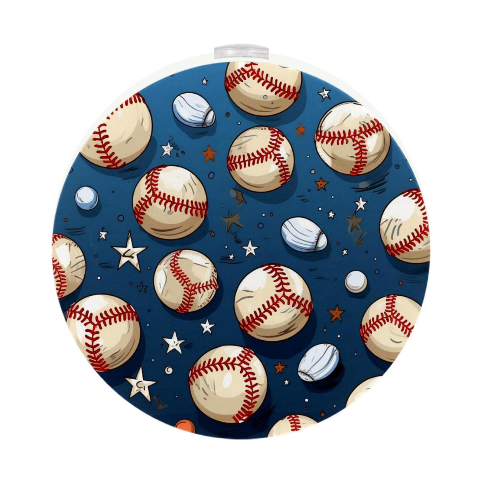 Baseball LED Round Night Light- Set of 2, Portable Rechargeable Mini ...