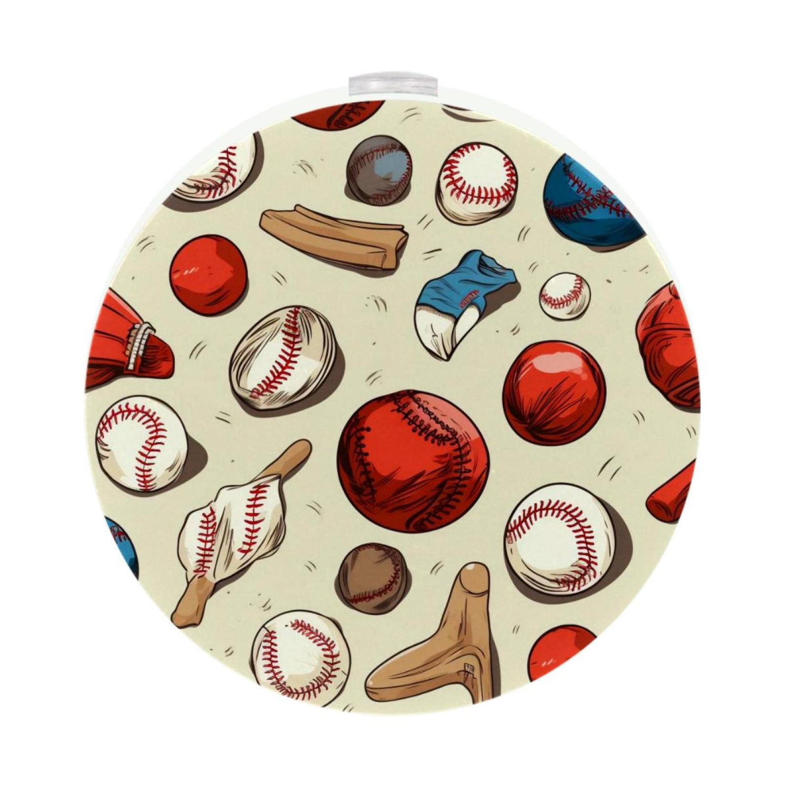 Baseball LED Round Night Light- Set of 2, Portable Rechargeable Mini ...