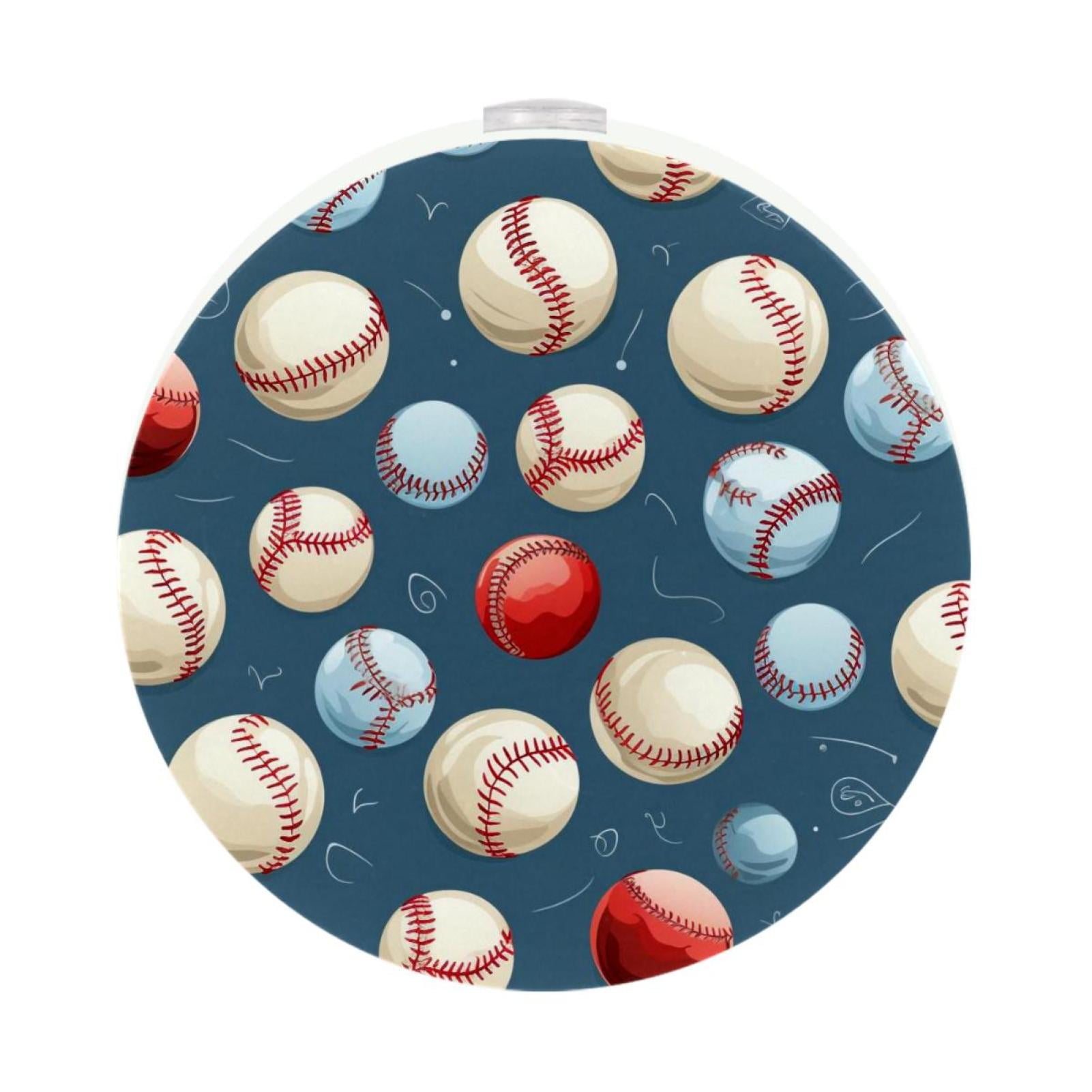 Baseball LED Round Night Light- Set of 2, Portable Rechargeable Mini ...