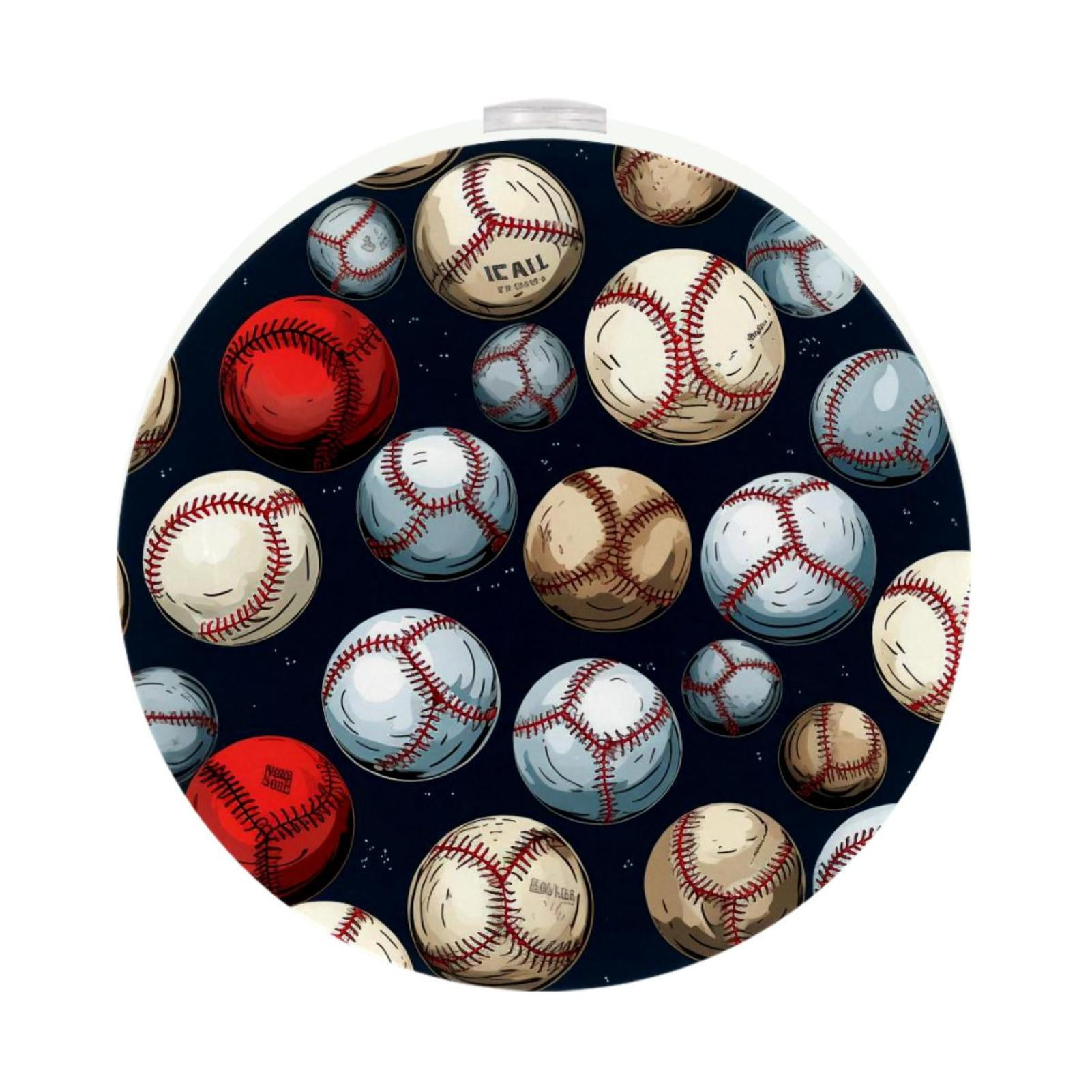 Baseball LED Round Night Light- Set of 2, Portable Rechargeable Mini ...