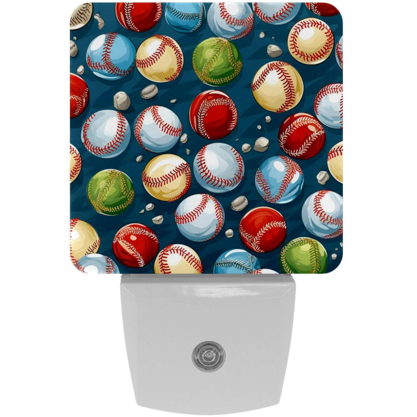 Baseball LED Square Night Light - Soft Glow Plug-in Lamp with Dusk to ...