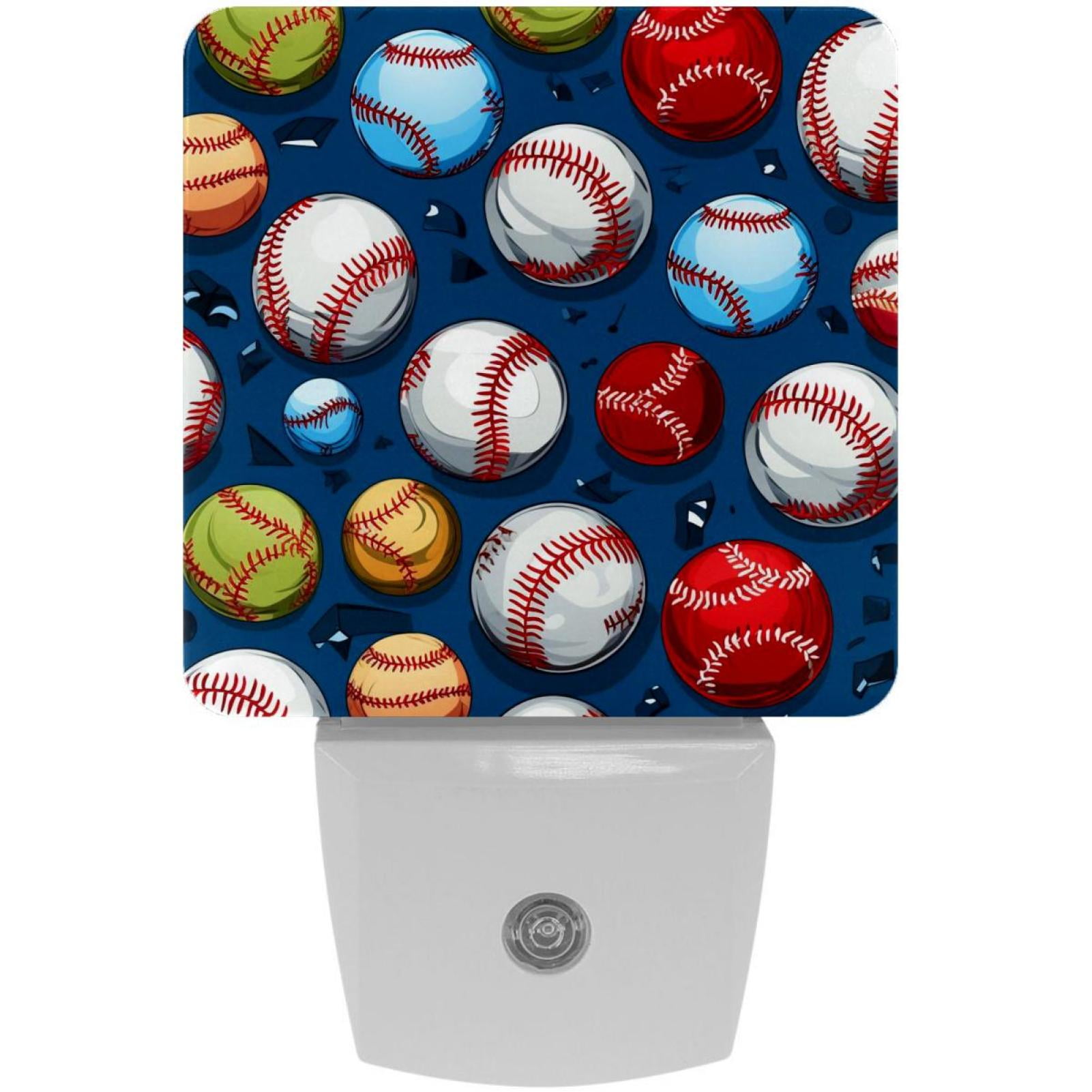 Baseball LED Square Night Light - Soft Glow Plug-in Lamp with Dusk to ...