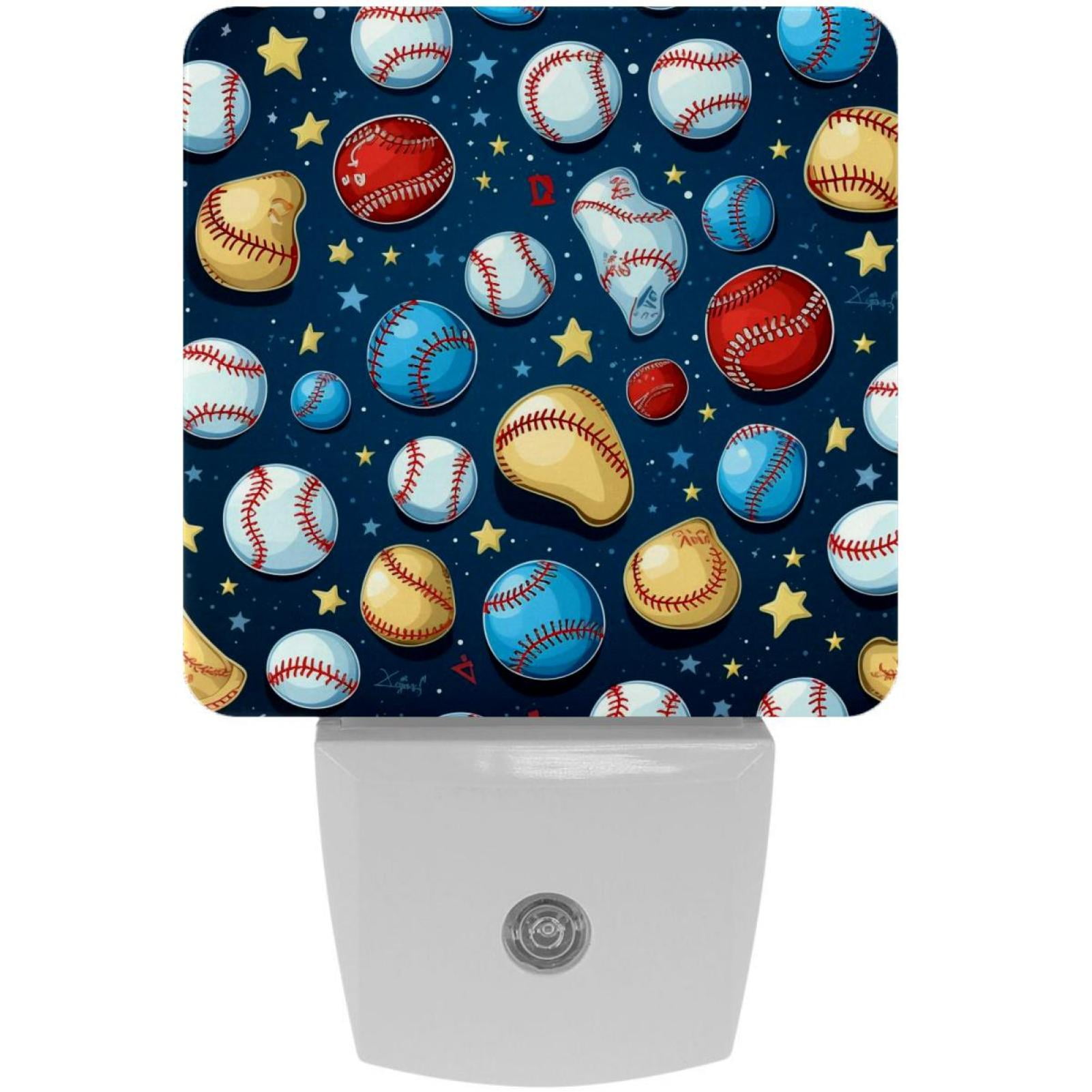 Baseball LED Square Night Lights - Energy Efficient Bedside Lamp with ...