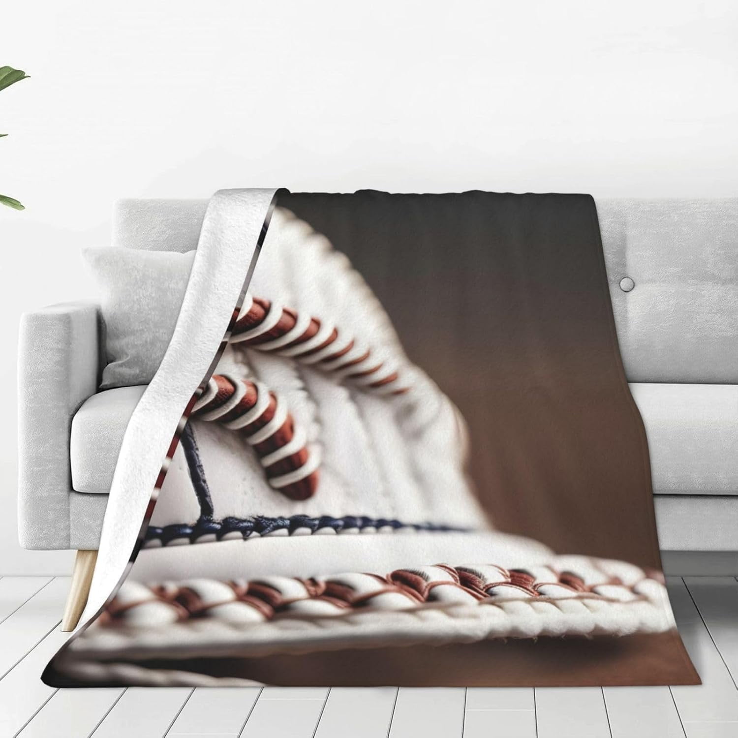 Baseball Lace Close Up Print Ultra Soft Micro Fleece Blanket Warm Cozy for Nap Couch Bed Sofa ...