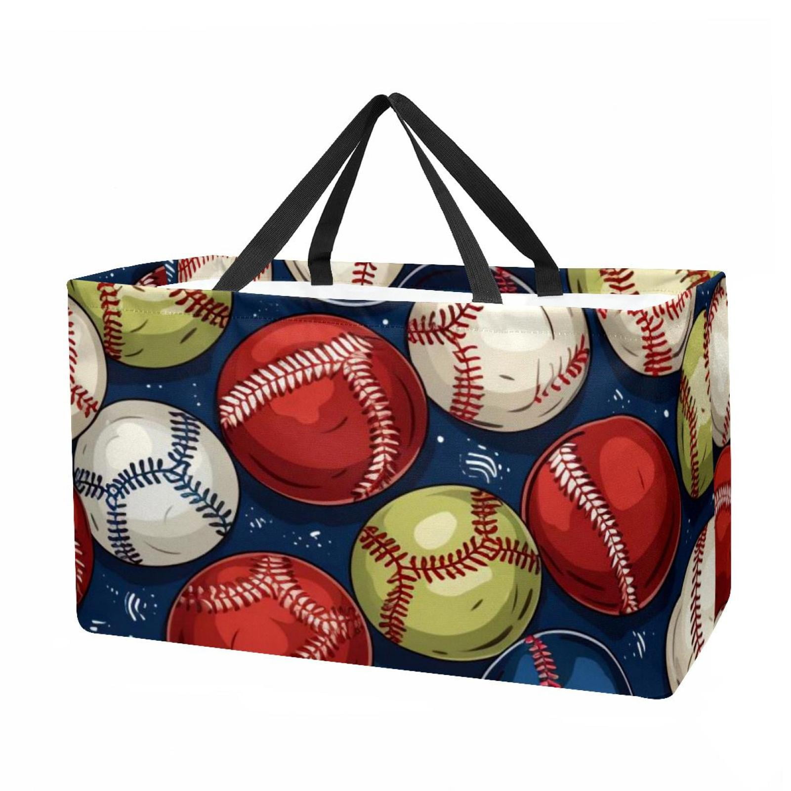Baseball Large Capacity Foldable Oxford Cloth Picnic Basket - Reusable ...