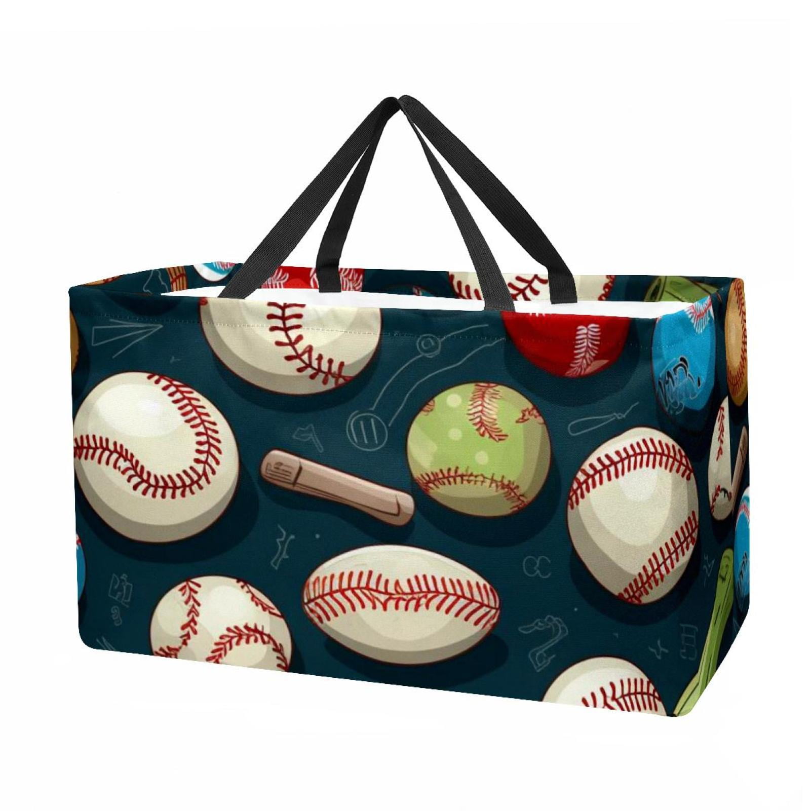 Baseball Large Capacity Reusable Foldable Laundry Bag & Picnic Basket ...